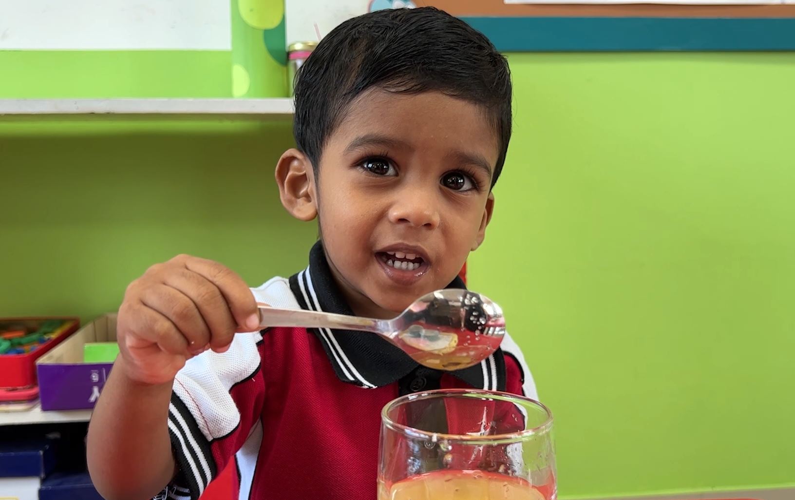 Refreshing Drinks by Preschoolers (Baby Nursery) - Hira School